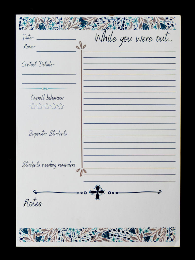 "While you were out" note pad for relief, supply and casual teachers ...